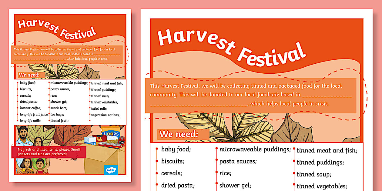 Food Bank Collection Harvest Festival Display Poster