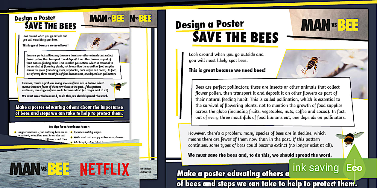 Save the Bees Activity | Design a Poster | Man vs Bee