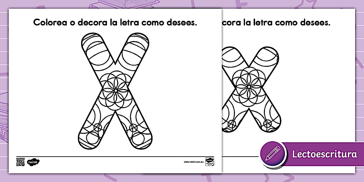 Hoja para colorear: La letra X (Hecho por educadores)