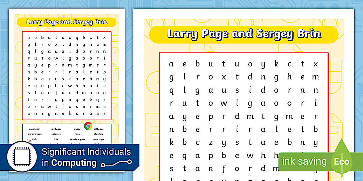 KS2 Larry Page and Sergey Brin: Word Search - Twinkl UK
