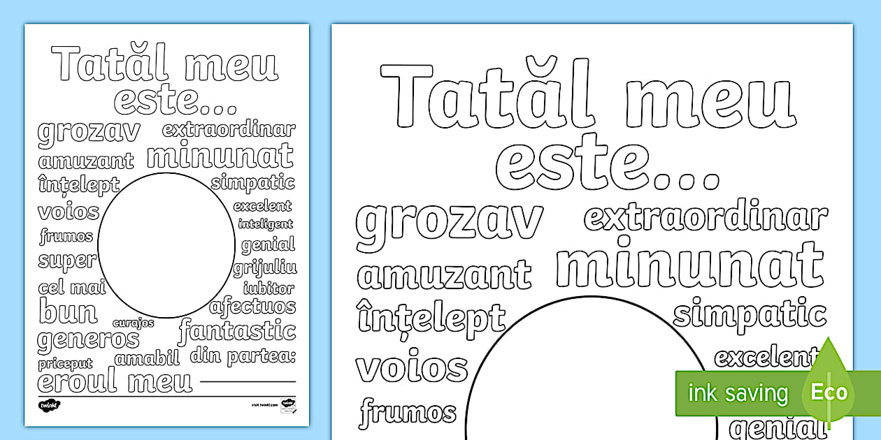 Cuvinte care îl descriu pe tata Fișe de colorat - Twinkl
