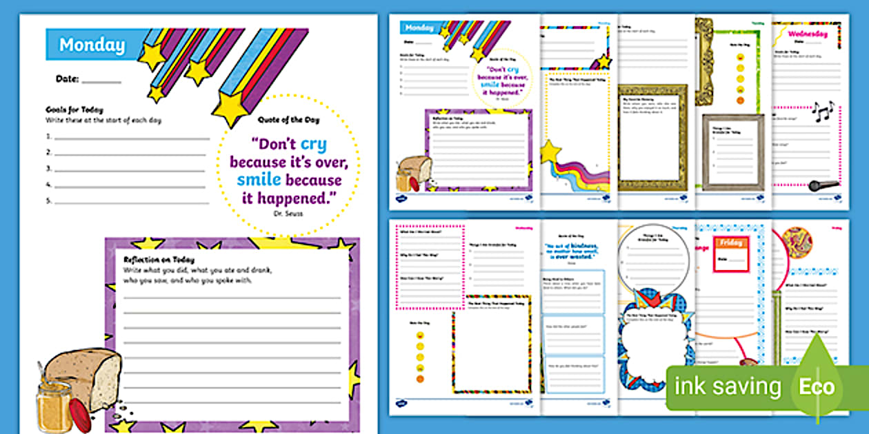 Wellness Journal Template | Teaching Resource | Twinkl USA