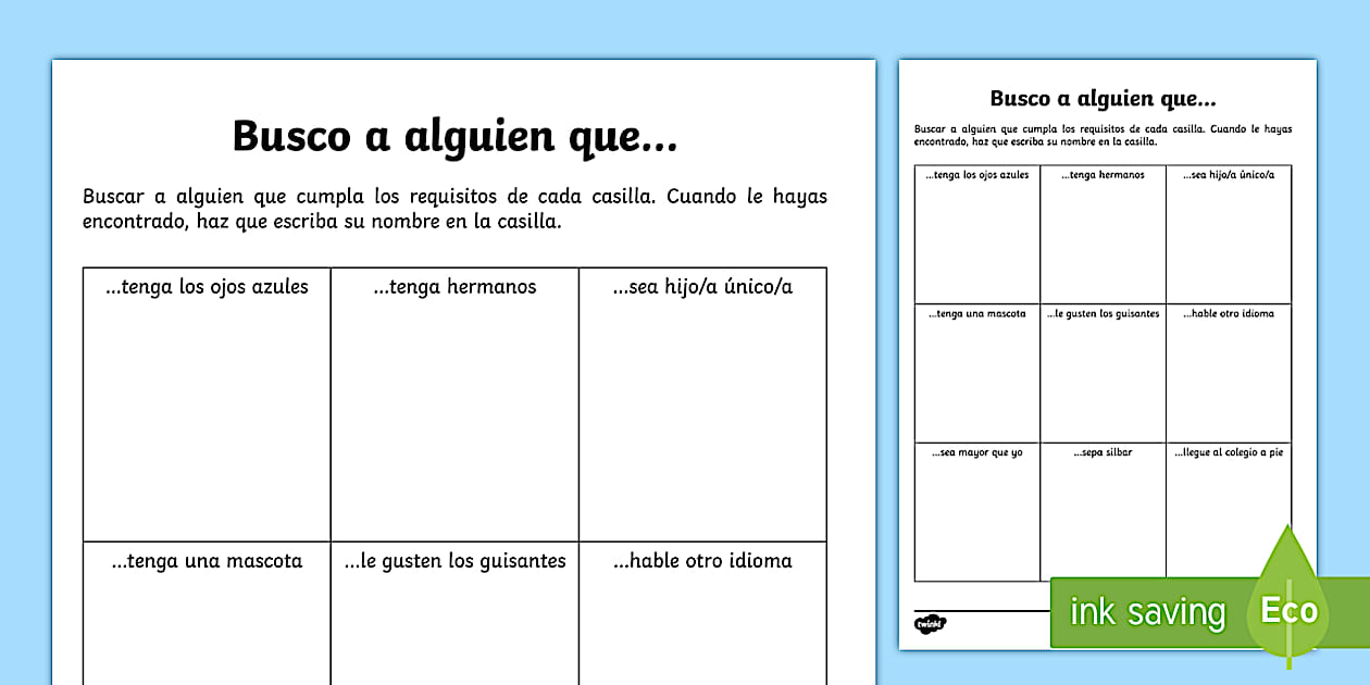 Juego: Busco a alguien que... (teacher made) - Twinkl