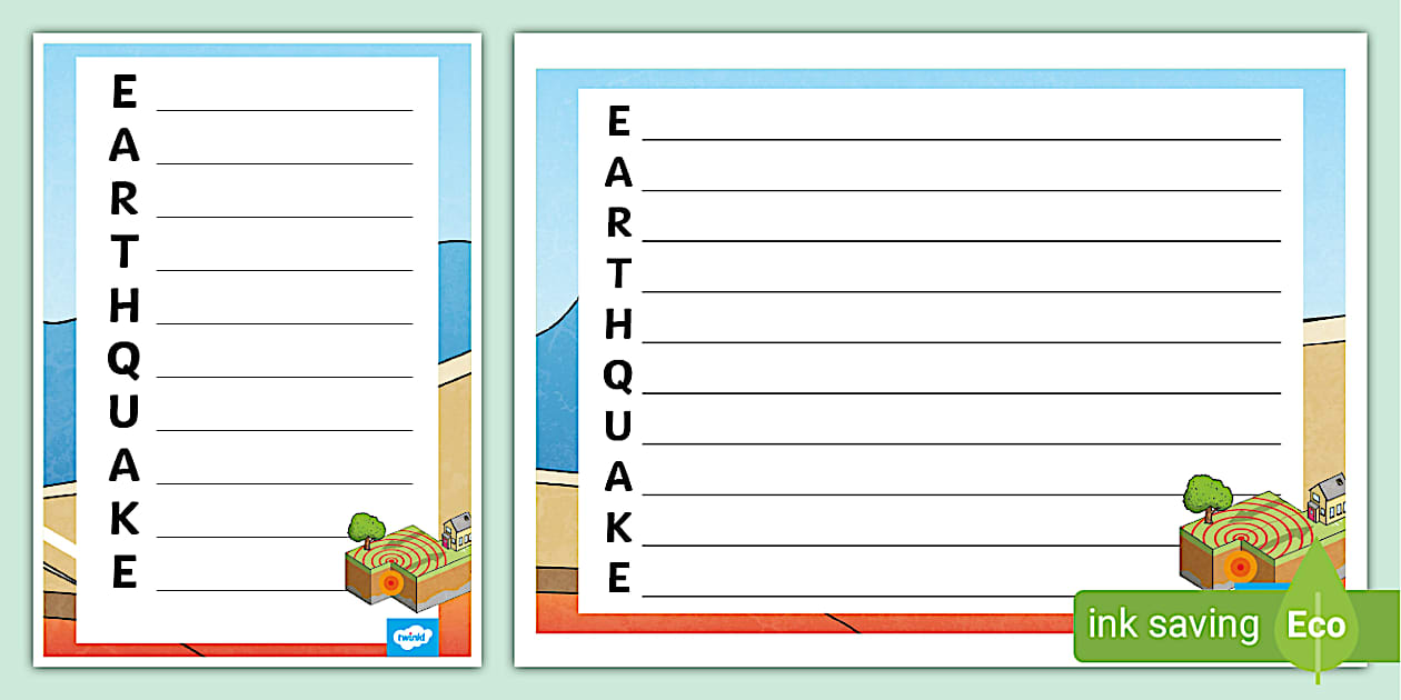 Earthquake Acrostic Poem Template | KS2 Geography - Twinkl
