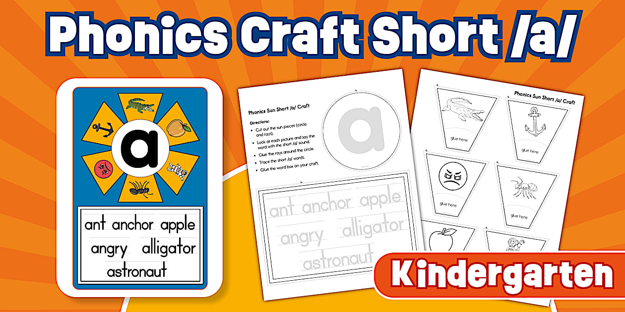 Kindergarten Phonics Sun Craft Short /a/