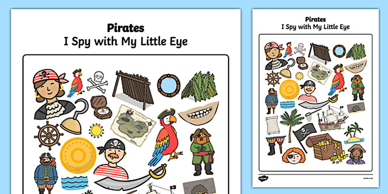 Black and White Pirate Themed I Spy With My Little Eye Activity