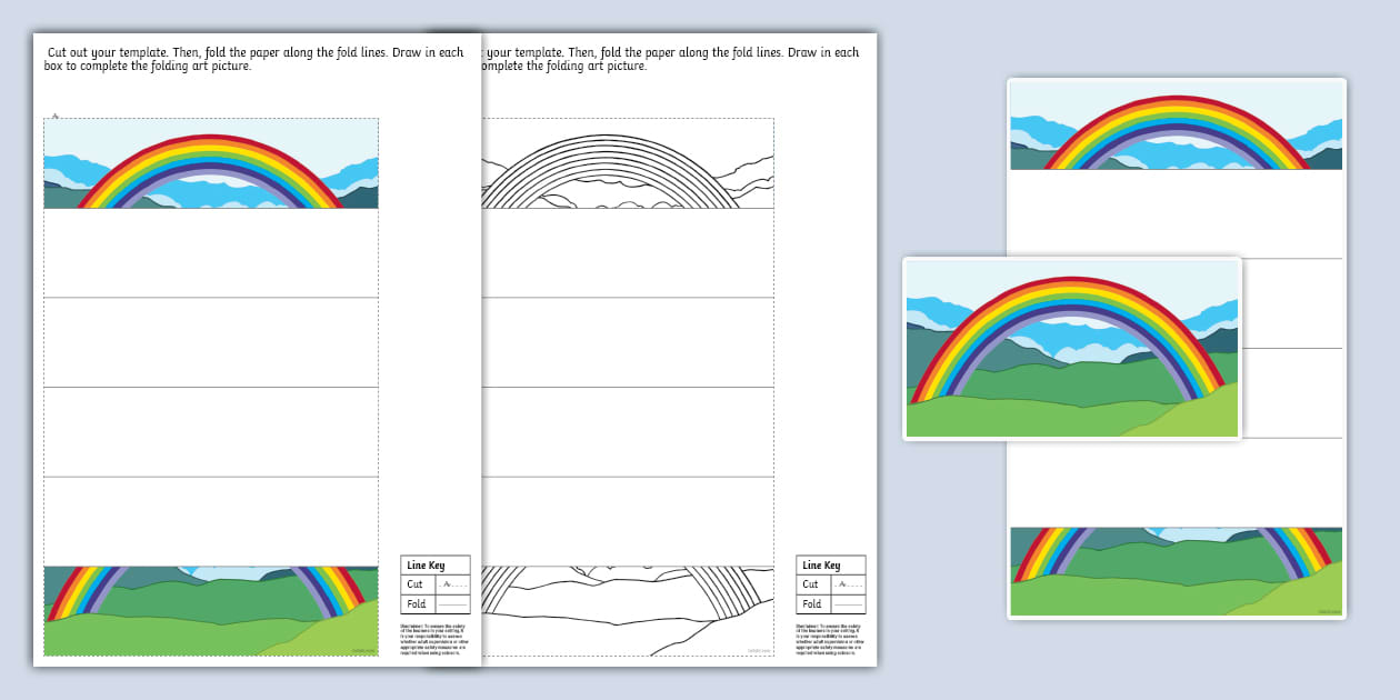 Rainbow Folding Art Template (professor feito) - Twinkl