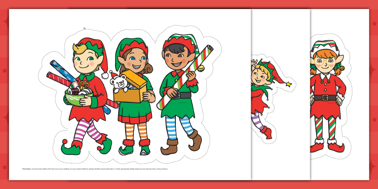 Christmas Elves Display Cut-Outs - Twinkl