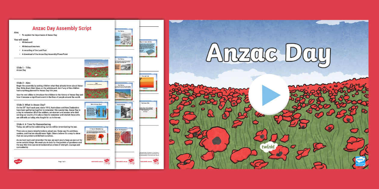 Anzac Day Assembly Pack (teacher made) - Twinkl