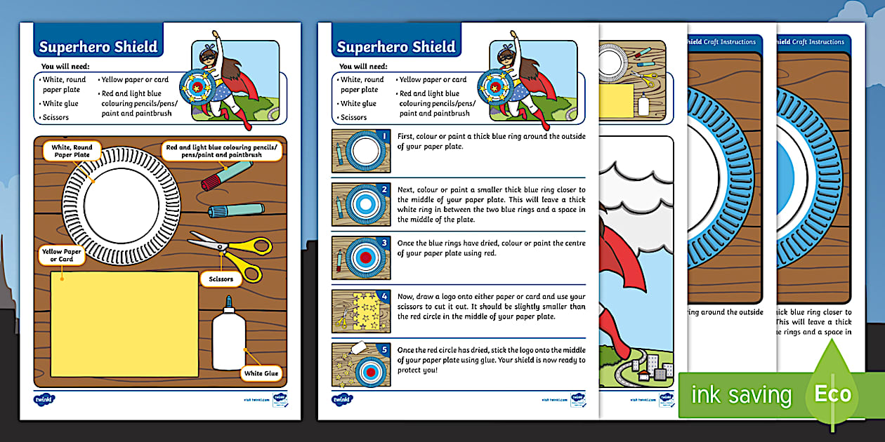KS1 Superhero Shield Craft Instructions - Twinkl
