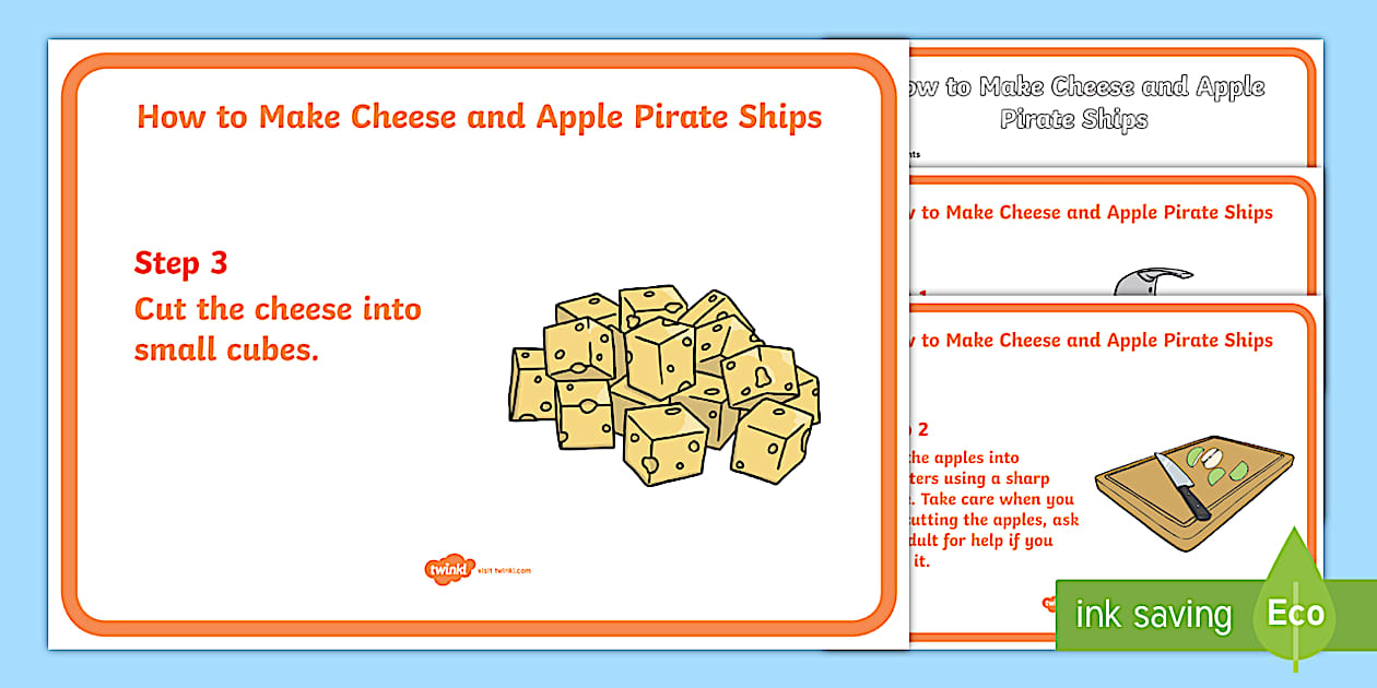Cheese and Apple Pirate Ships Visual Aid - Twinkl