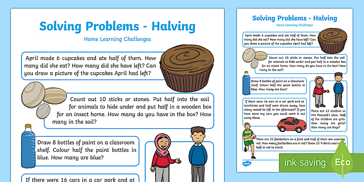 EYFS Maths: Solving Problems – Halving Home Learning Challenges