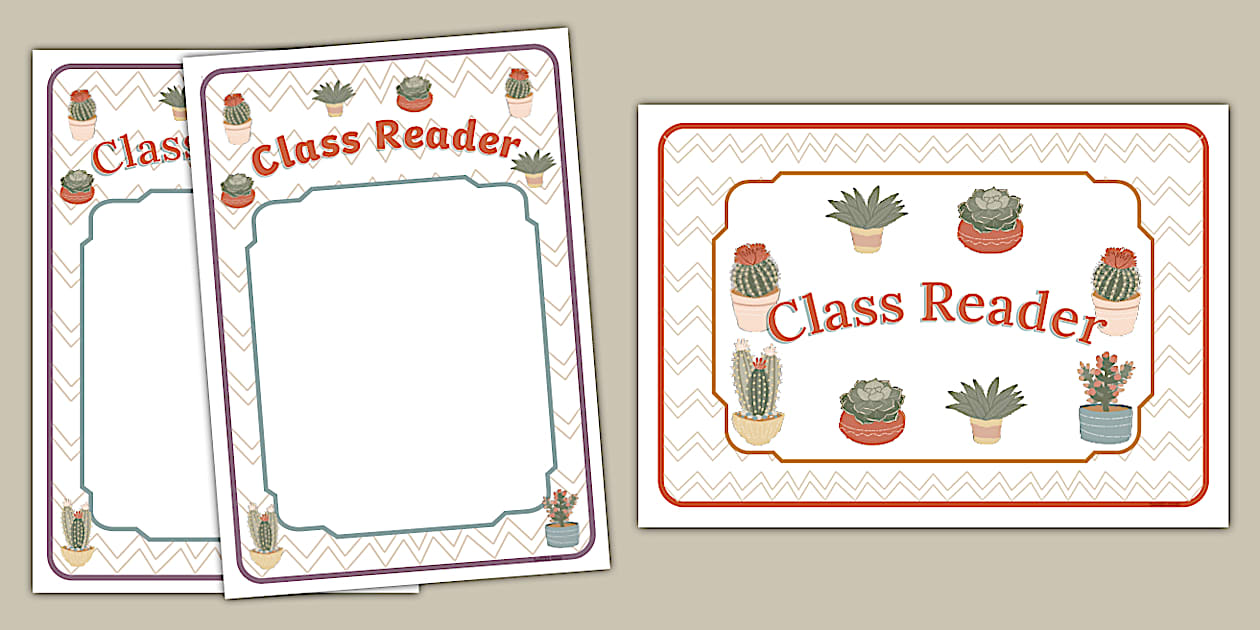 Succulents-Themed Class Reader Display Poster (teacher made)