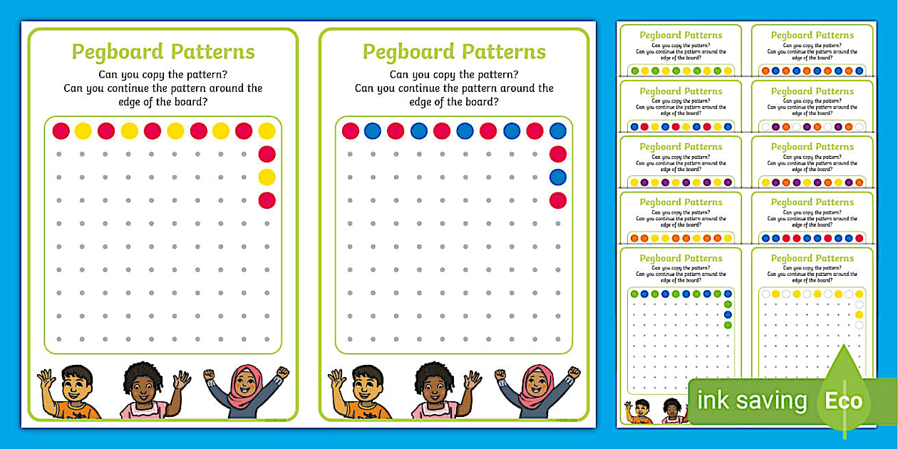 Pegboard Complete the Pattern Cards - Twinkl
