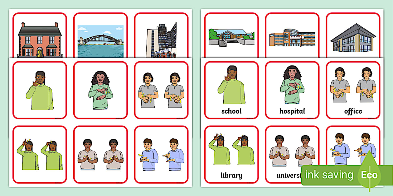 Auslan Building Matching Cards (teacher made) - Twinkl