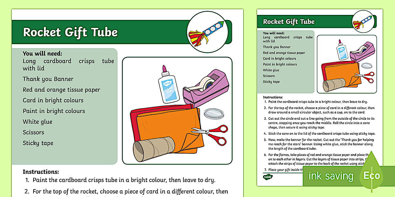 Teacher Thank You Rocket Gift Tube Craft Instructions