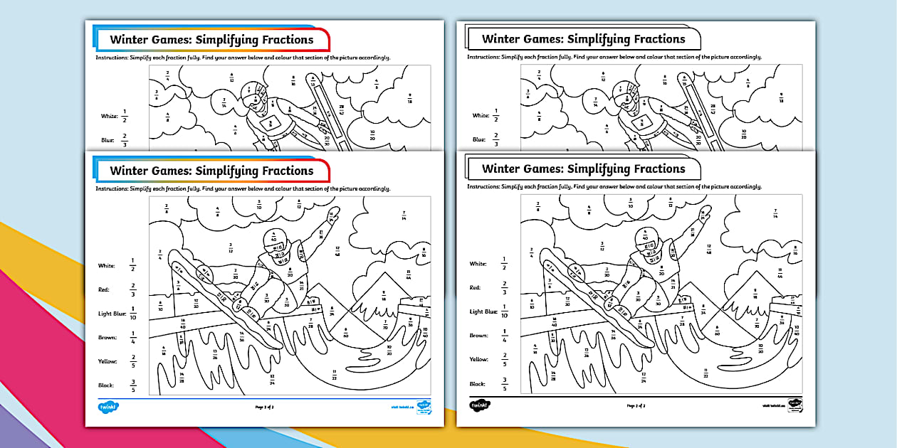 Winter Games Canadian Fractions Activity - Twinkl