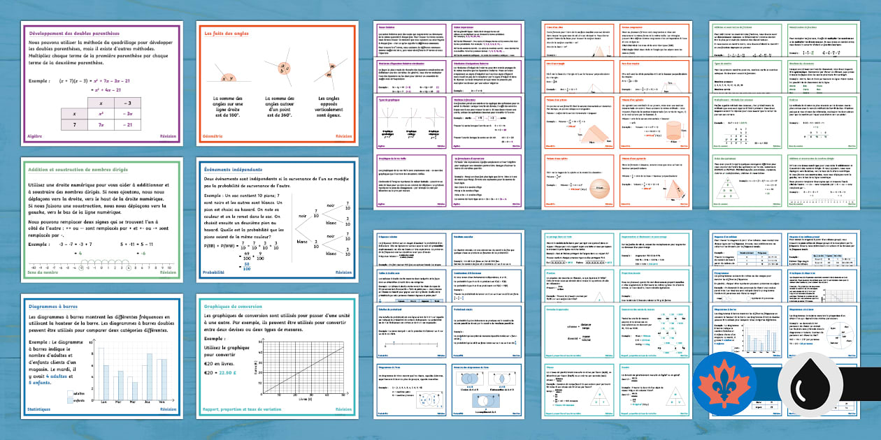Maths Foundation Revision Flash Cards French (teacher made)