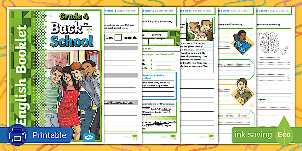 Grade 4 Back to School English Booklet (teacher made)