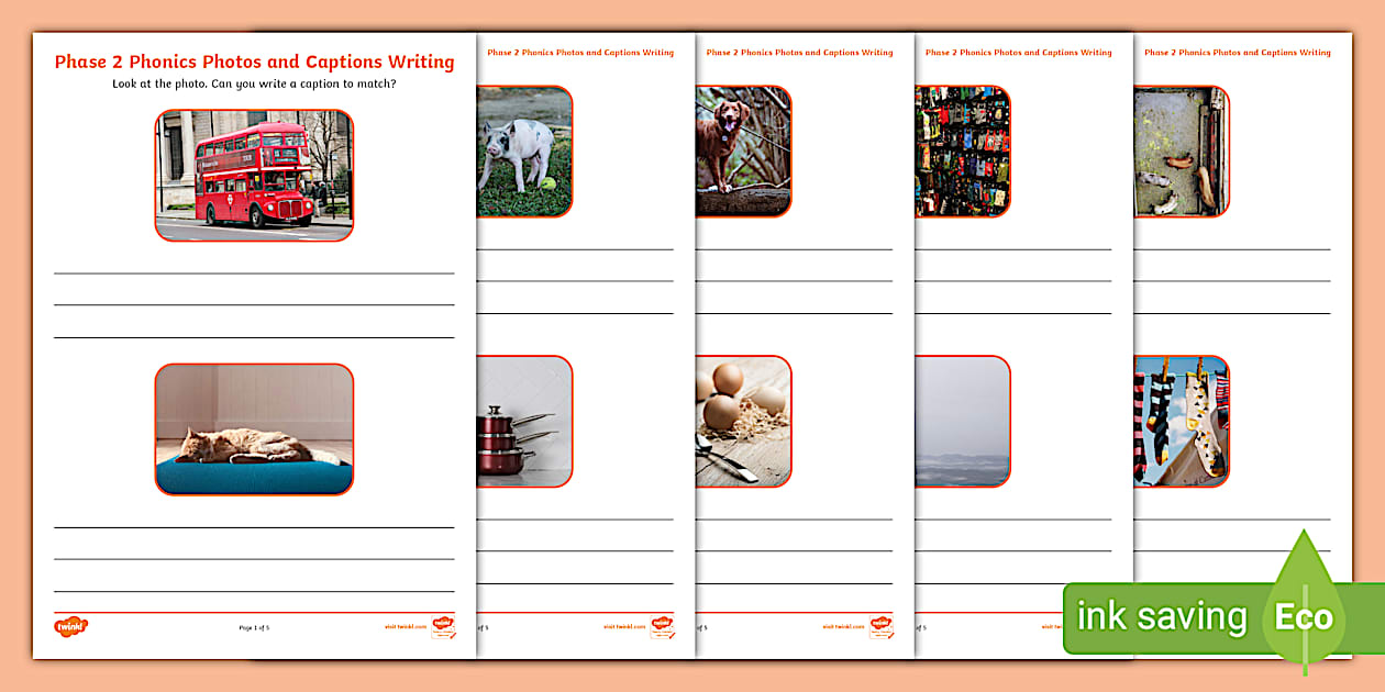 Phase 2 Phonics Photos and Captions Writing Activity
