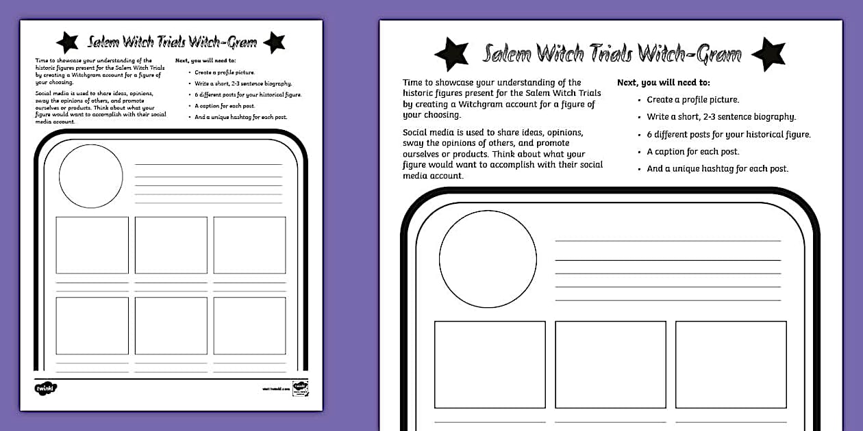 Sixth Grade Salem Witch Trials Witch-Gram Worksheet - Twinkl
