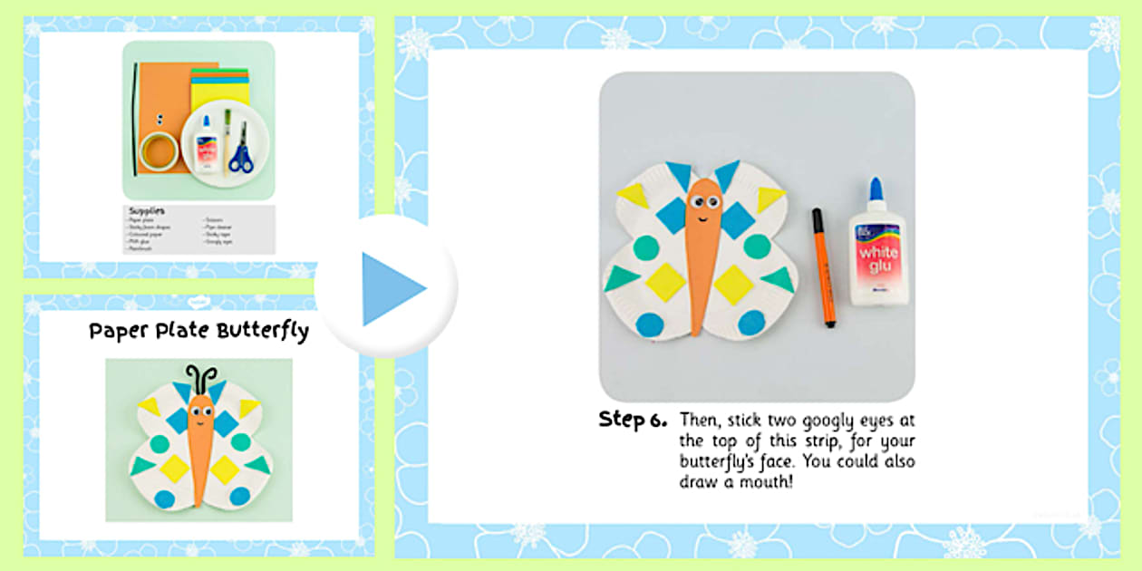 Paper Plate Butterfly Craft Instructions PowerPoint - Twinkl