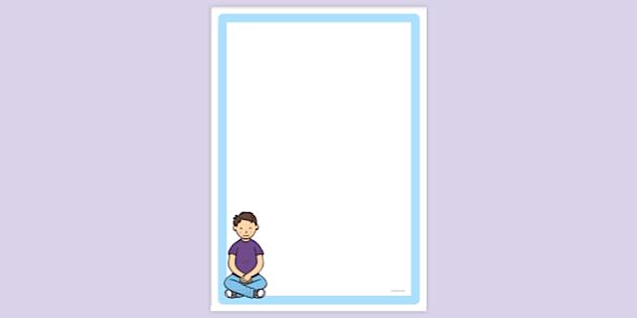 Simple Blank Boy Sat Down Page Border (l'enseignant a fait)