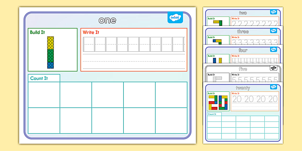 Numbers 1-20 Building Blocks Activity Mats - Twinkl