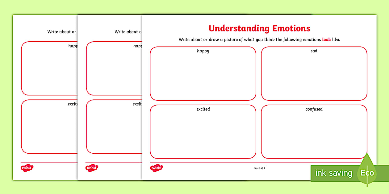 Understanding Emotions Worksheet (teacher made) - Twinkl