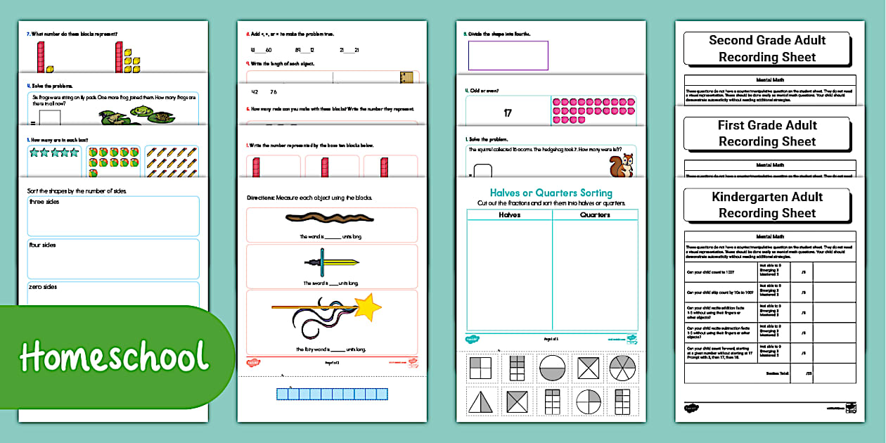 Homeschool Math Placement Tests for K-2nd Grades - Twinkl