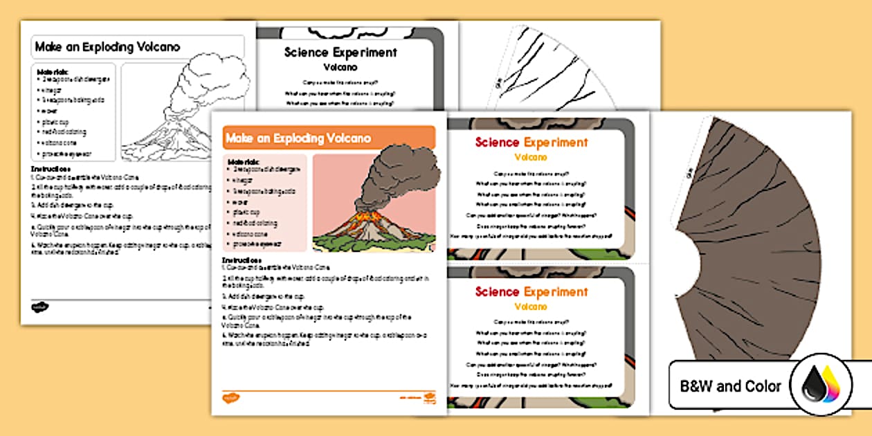 Second Grade Make an Exploding Volcano Science Worksheet