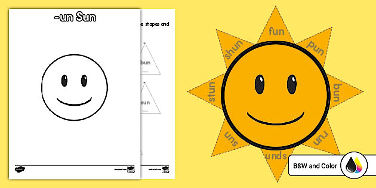 Sun -un Word Family Craft Activity (teacher made) - Twinkl