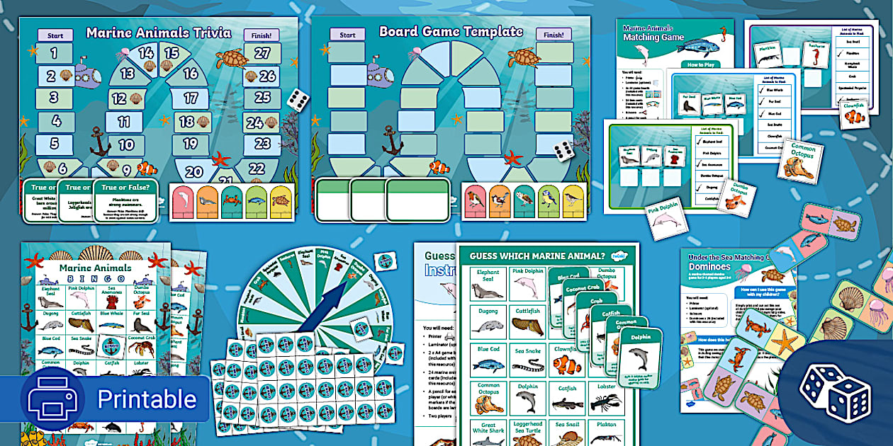 Under the Sea Board Games Pack for Earth Day 2022 - Twinkl