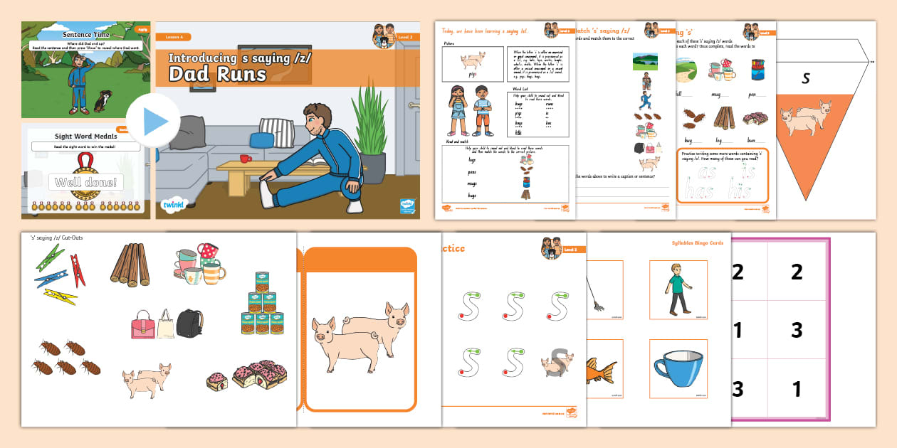 s saying /z/ Phonics Level 2 Lesson Pack - Phonics - Twinkl
