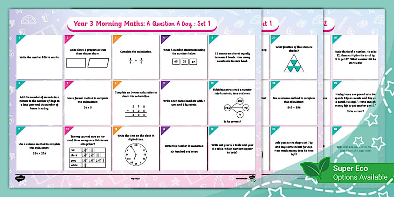 Year 3 Morning Maths: A Question A Day (Teacher-Made)