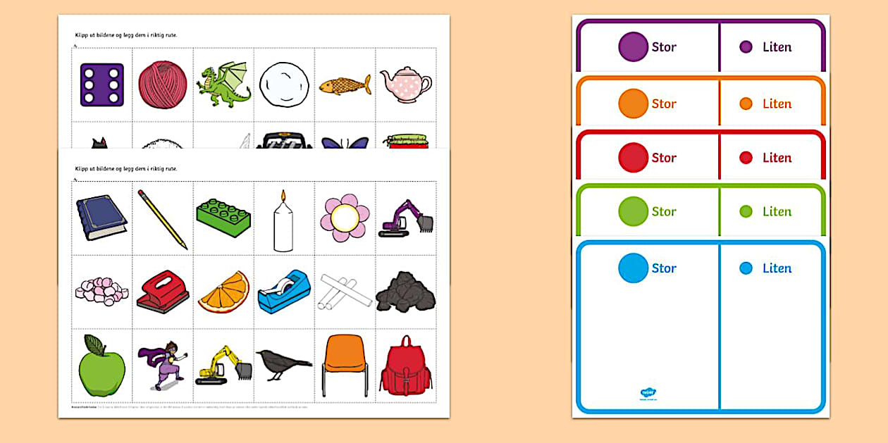 * NEW * Sorteringsaktivitet - Farger og størrelser - Twinkl