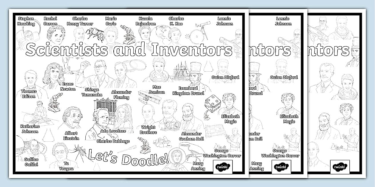 KS2 Scientists and Inventors Doodle Colouring Pages - Twinkl