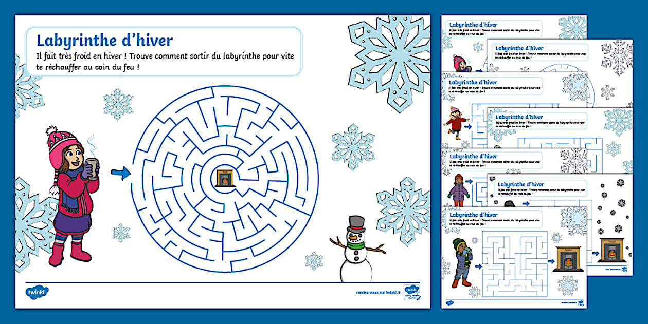 Feuilles d'activités : labyrinthes d'hiver