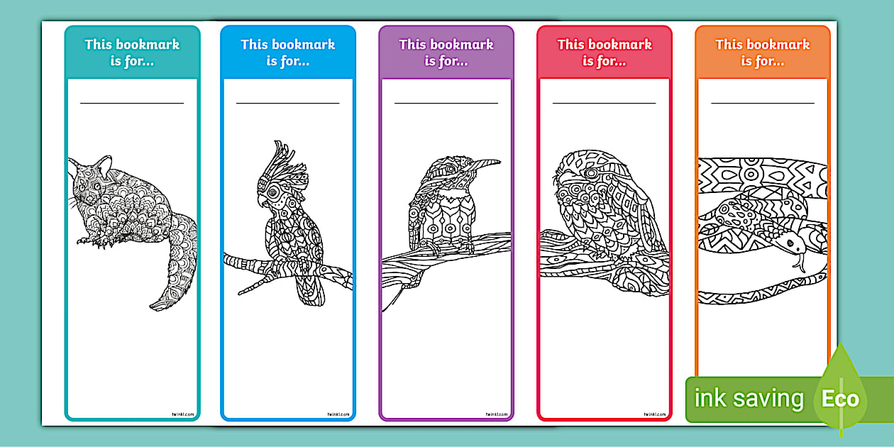 Australian Animal Mindfulness Colouring Bookmarks - Twinkl