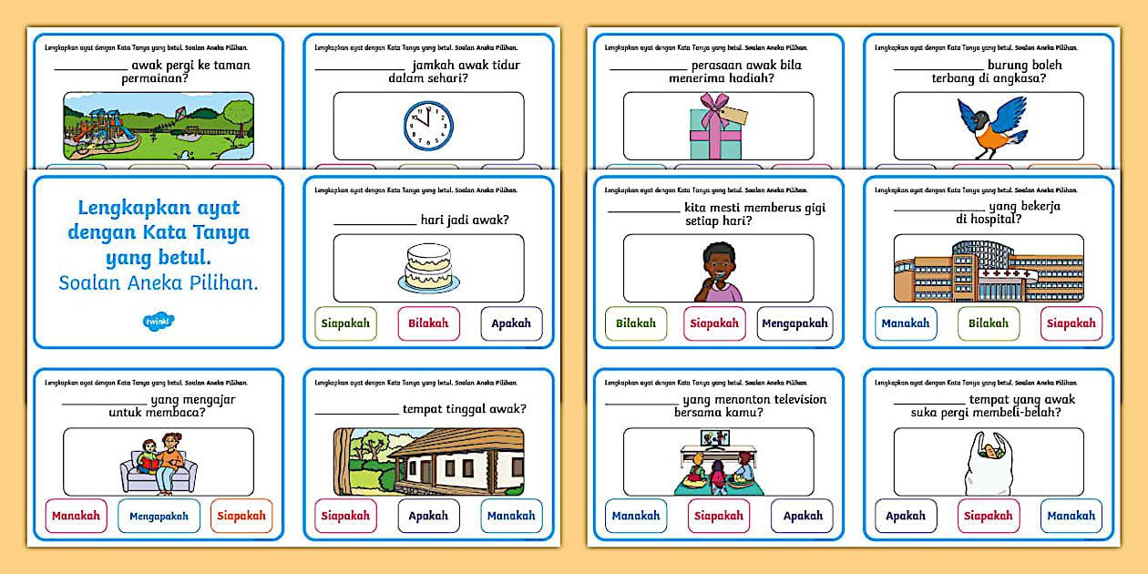 Aktiviti Lengkapkan Teks Aneka Pilihan - Kata Tanya KSSR 1