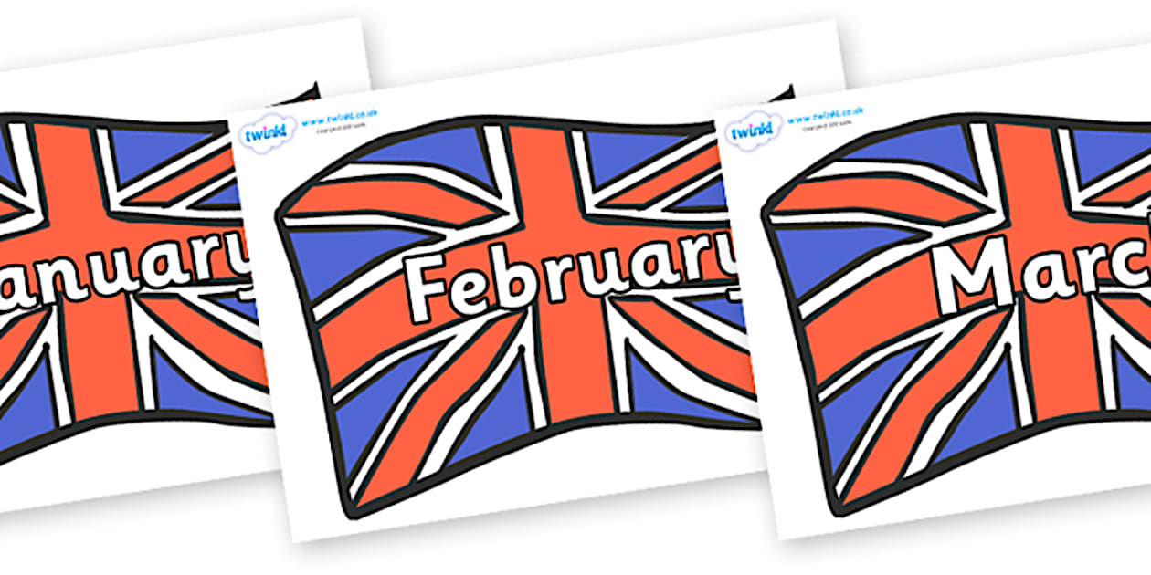 Months of the Year on British Flags (teacher made) - Twinkl