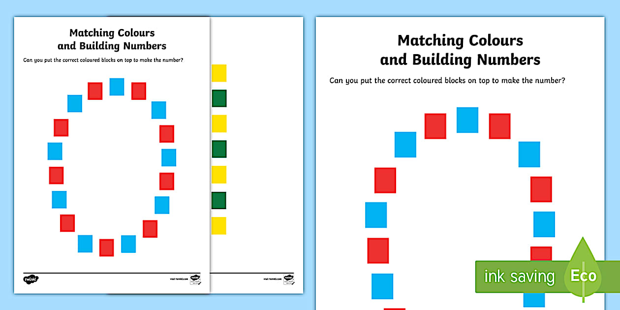 Matching Colours and Building Numbers Activity - Twinkl