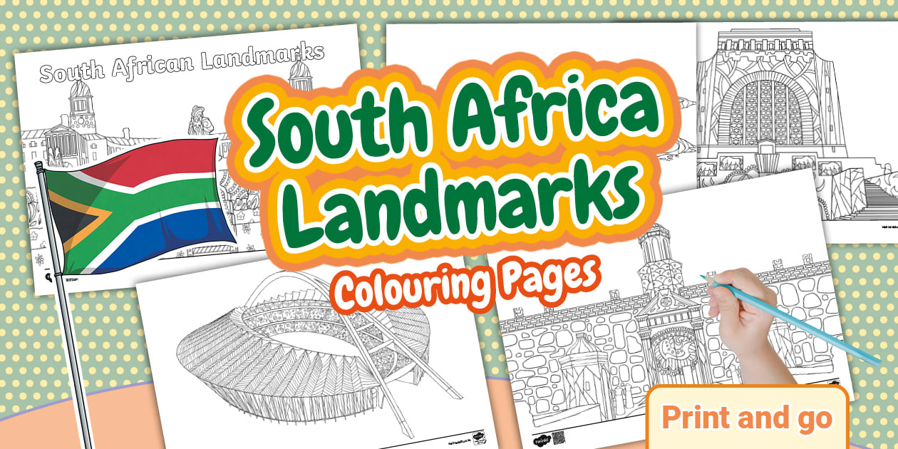 South Africa Landmarks Colouring Page