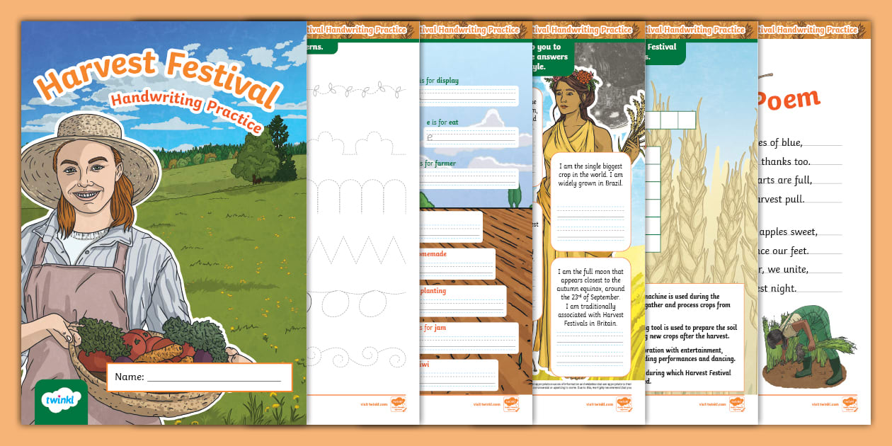 KS2 Harvest Festival Handwriting Practice Booklet - Twinkl