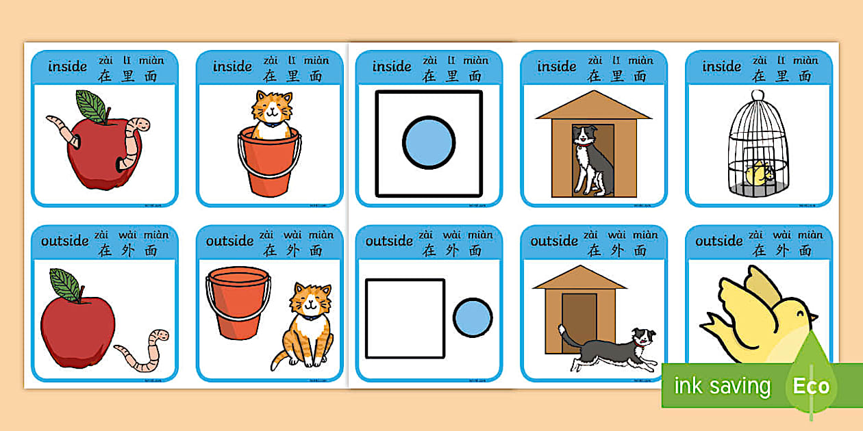 Editable Outside And Inside Locational Prepositions Word Cards