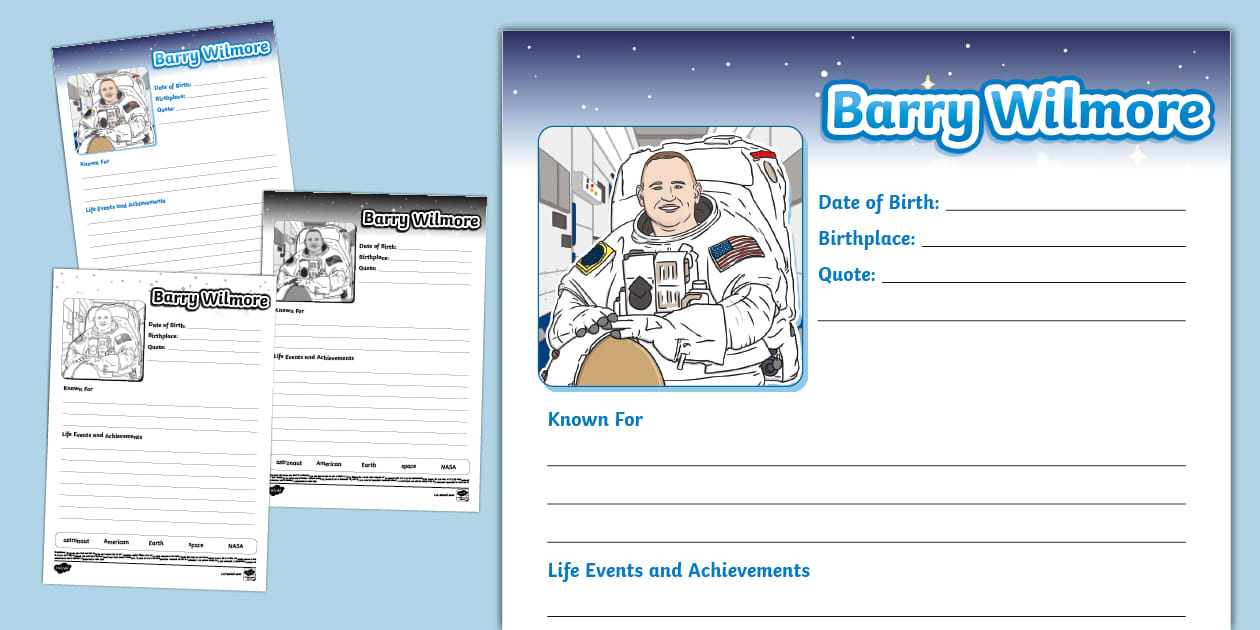 KS1 Barry Wilmore Biography Template - Science - Twinkl