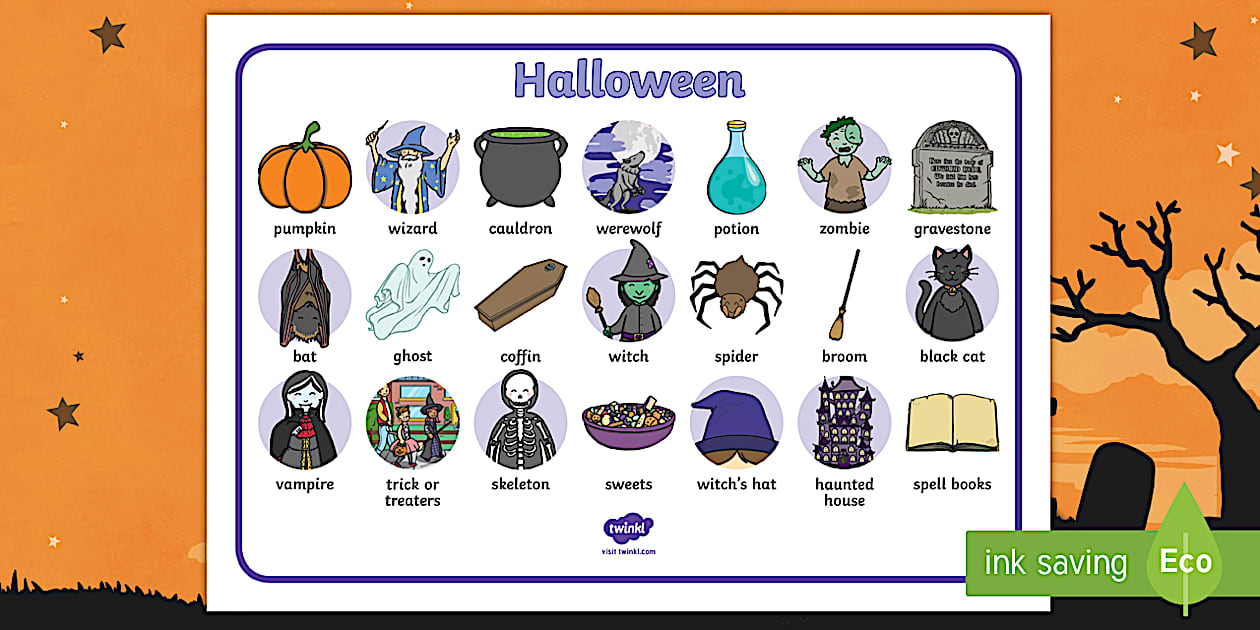 Black and White Halloween Word Mat (l'enseignant a fait)