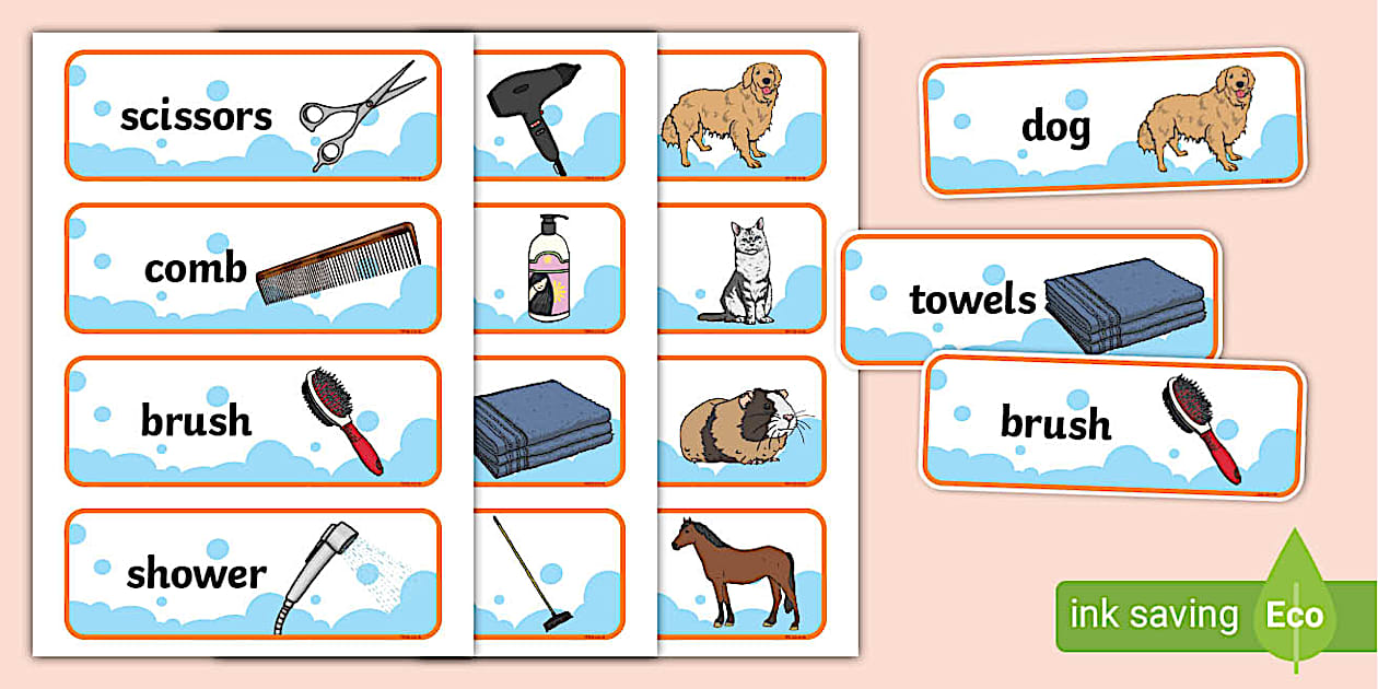 Editable Pet Groomers Role Play Labels (teacher made)