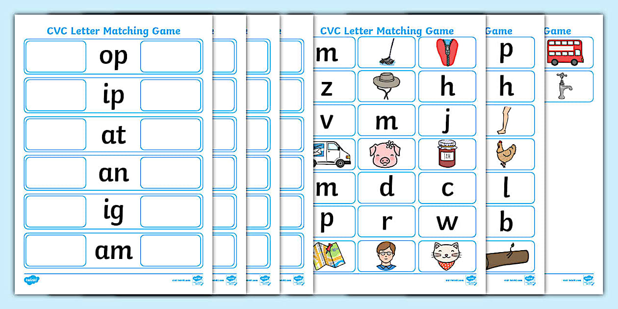 Cursive CVC Initial Letter Matching Game (teacher made)
