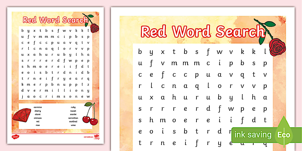 Synonyms for Red Word Search (teacher made) - Twinkl